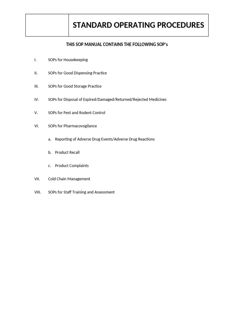 STANDARD-OPERATING-PROCEDURES | PDF