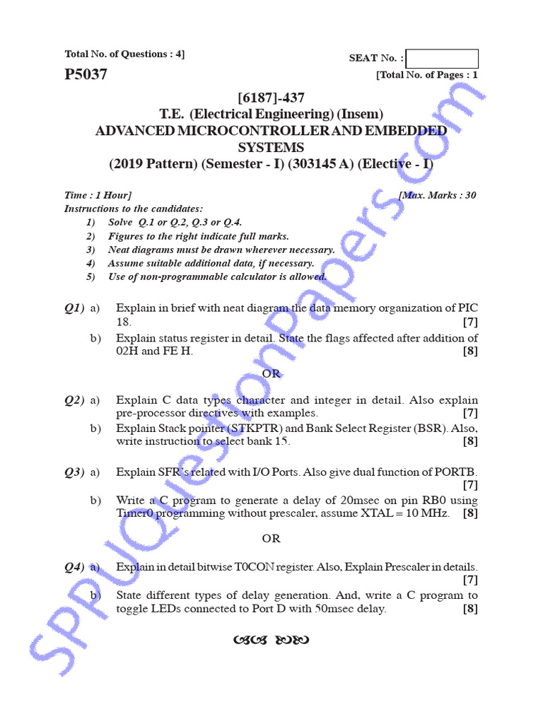 Be - Electrical Engineering - Semester 5 - 2023 - October - Advanced Microcontroller and ...