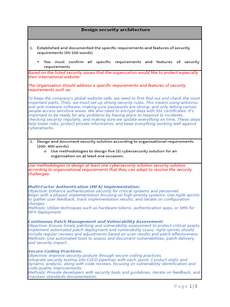 Design Security Architecture Template_Q2 | PDF