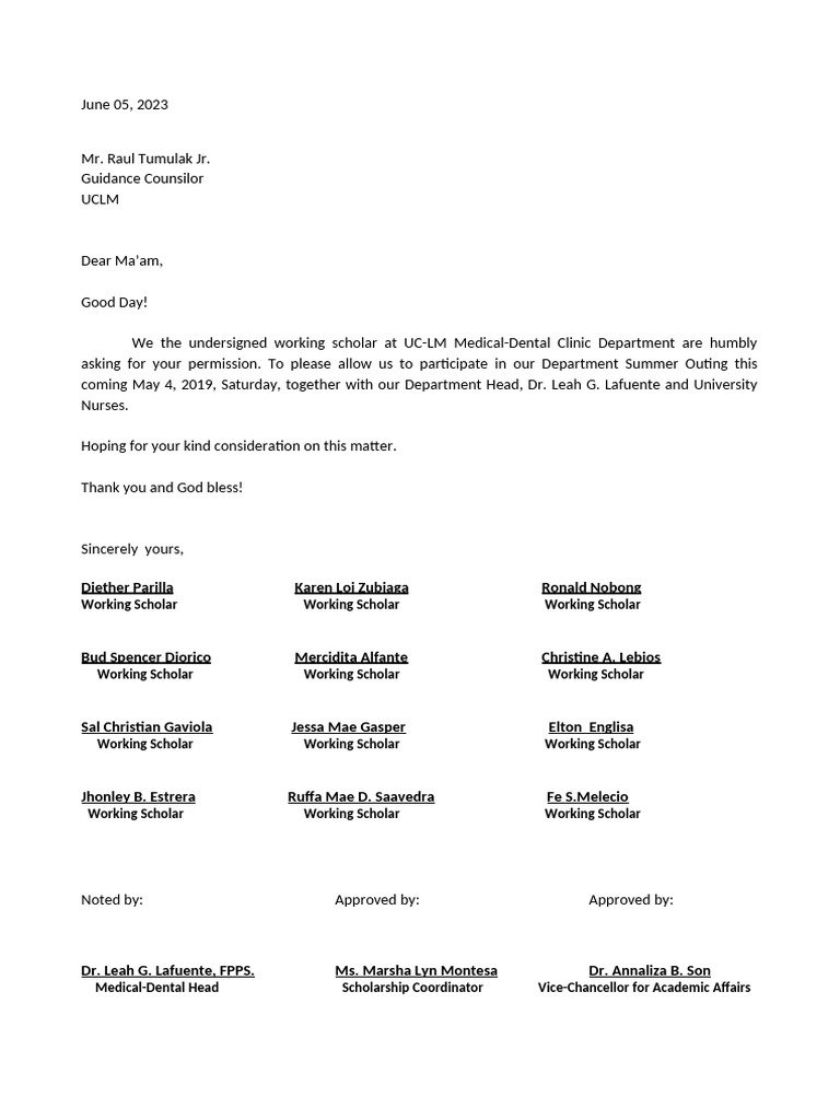 Summer Outing Letter 2023 | PDF