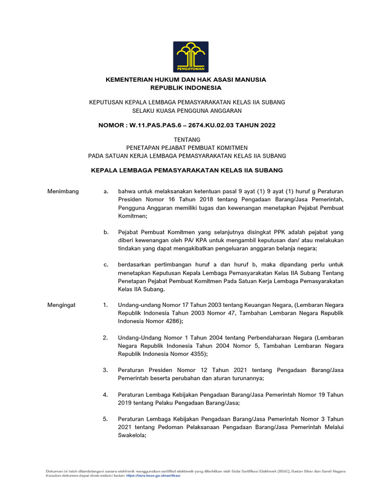 SK Penetapan PPK | PDF