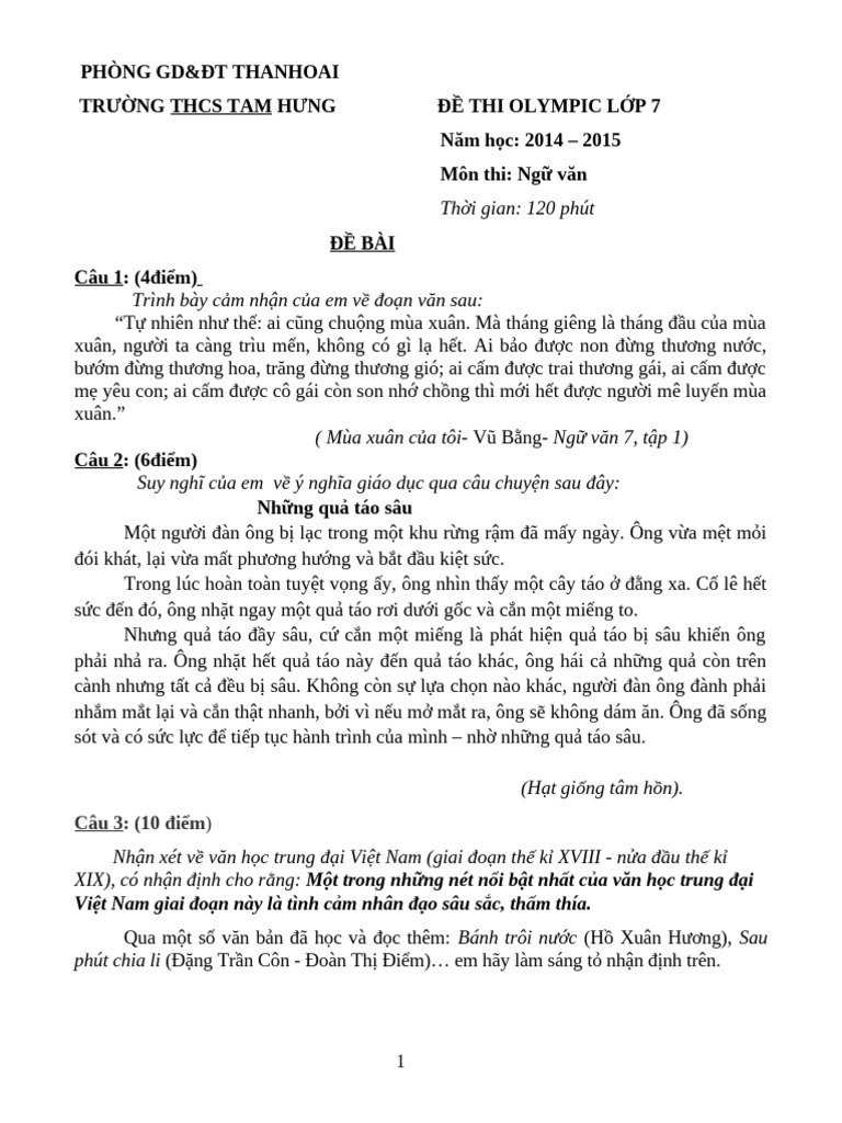 De Thi HSG Van 7 Ab | PDF