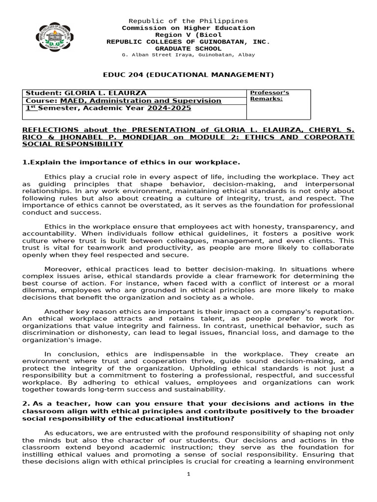 EDUC-204-Template-Reflection | PDF