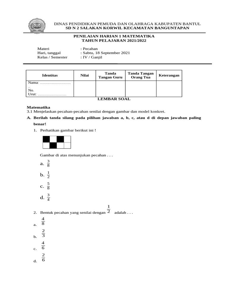 PH Mat 1 Pecahan | PDF