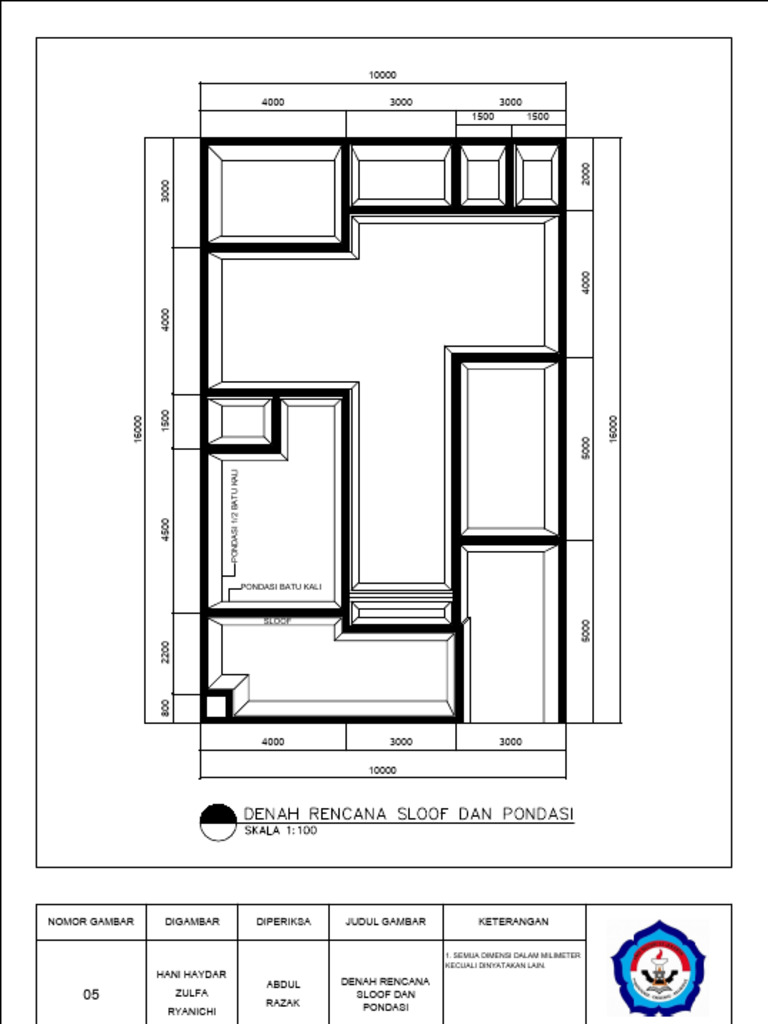 DENAH RENCANA PONDASI DAN SLOOF REV | PDF