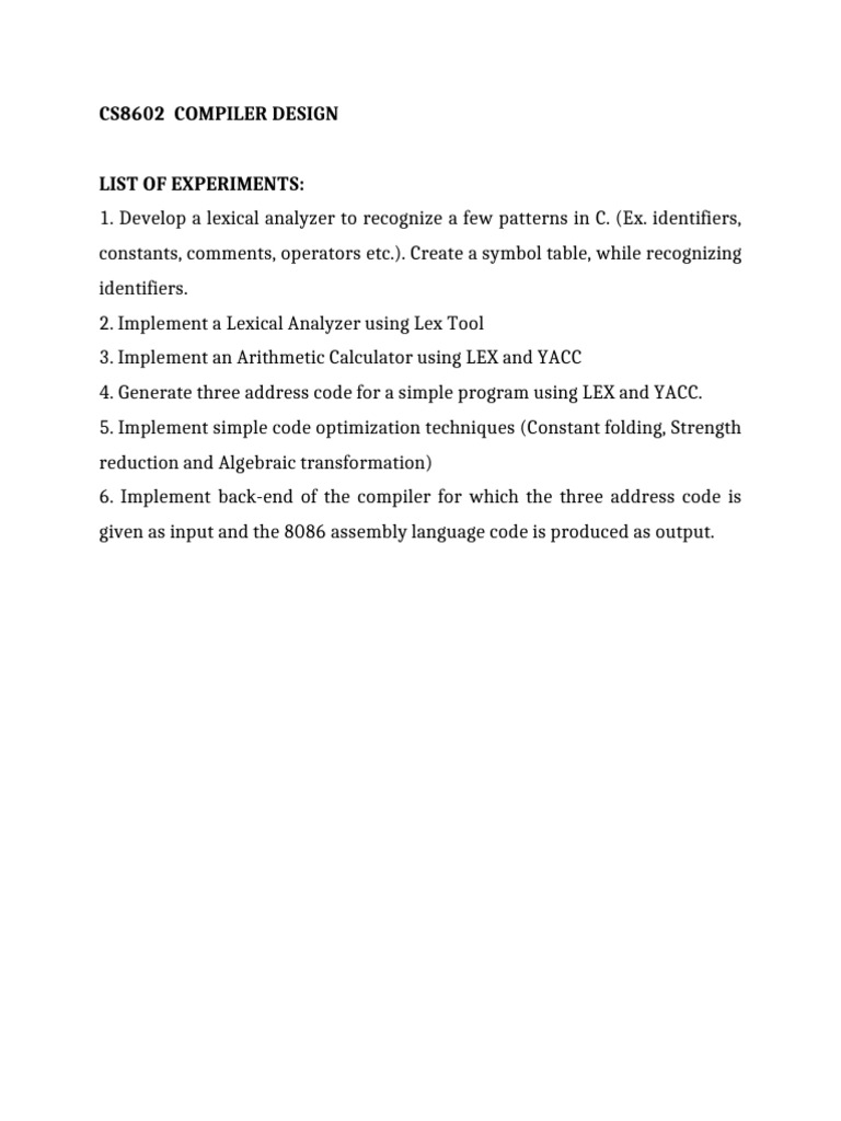 Cs8602 Compiler Design | PDF