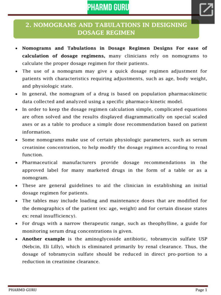 Nomograms and Tabulations in Design8ng Dosage Regimen | PDF