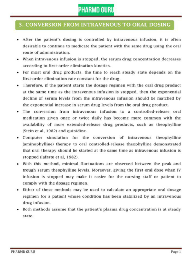 3. Conversion from intravenous to oral dosing | PDF