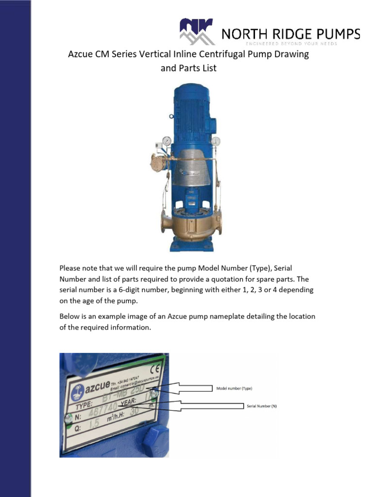 Azcue CM Series Vertical Inline Centrifugal Pump English | PDF