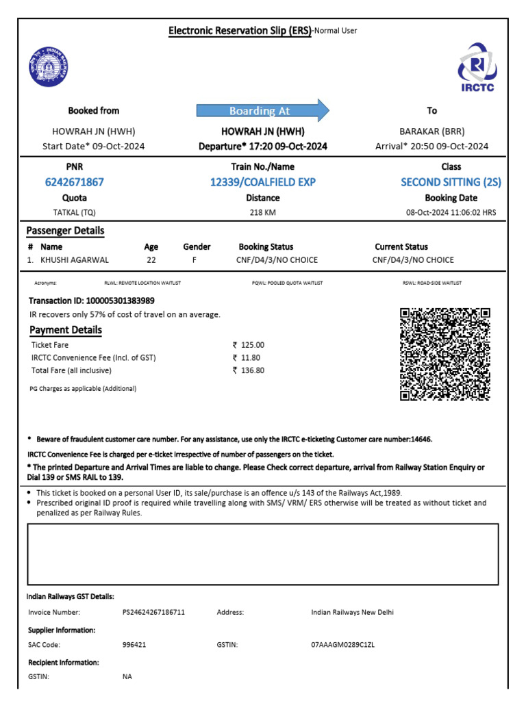 12339/coalfield Exp Second Sitting (2S) | PDF