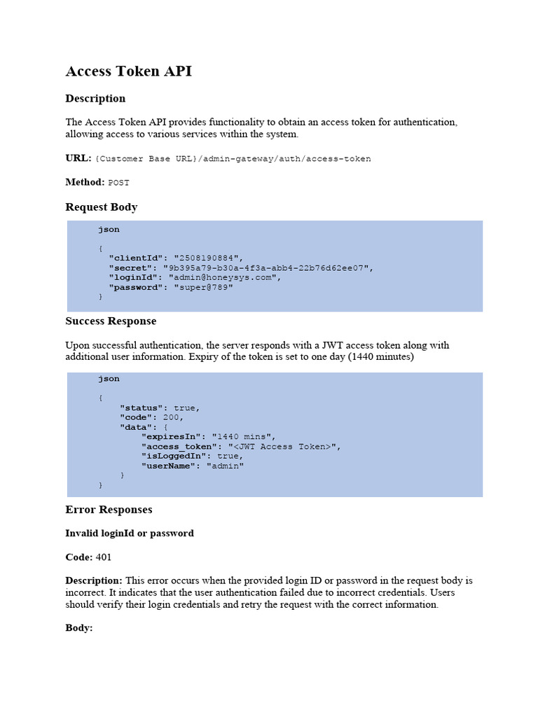 Access Token API | PDF