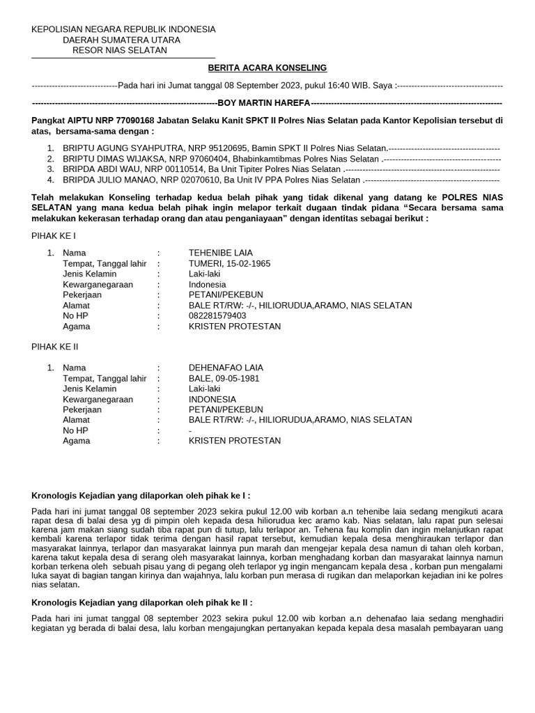 Berita Acara Konseling SPKT | PDF