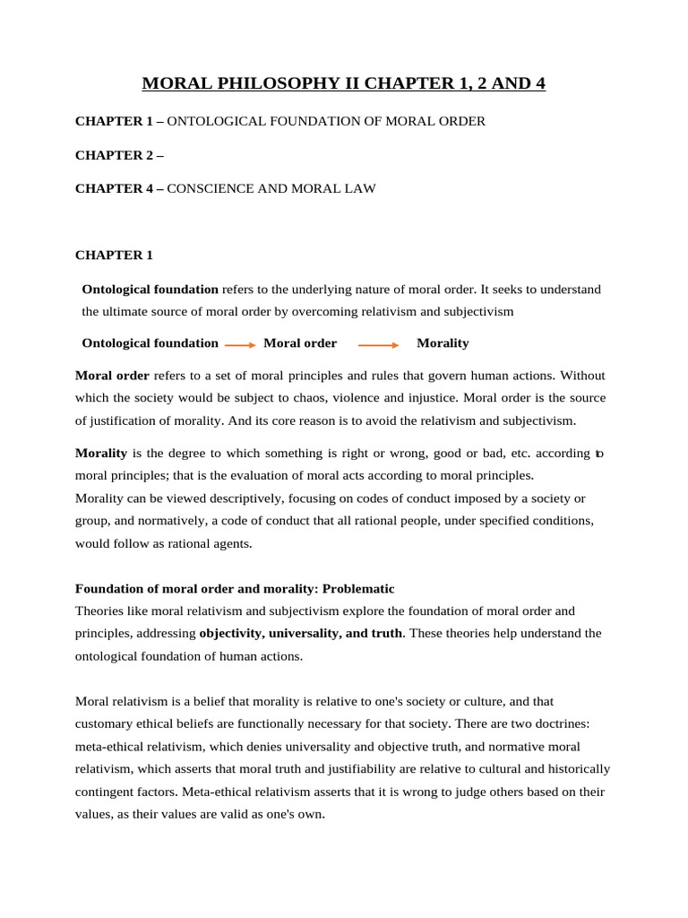 Ontological Foundations of Moral Order | PDF | Morality | Relativism