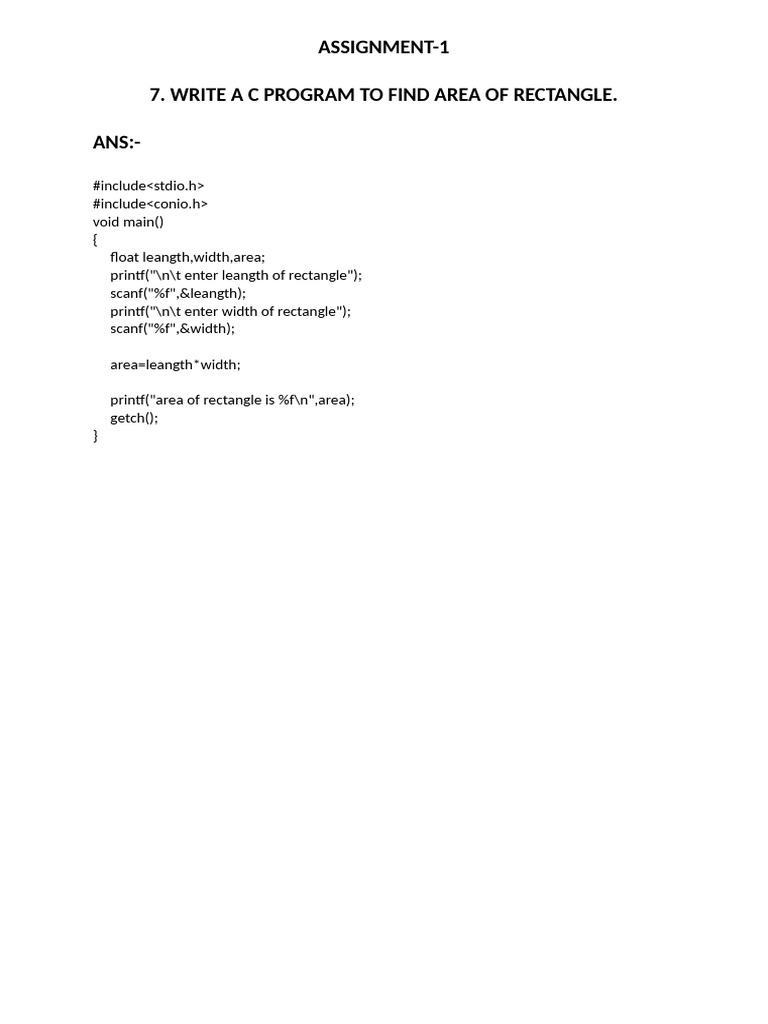 Area of Rectangle | PDF