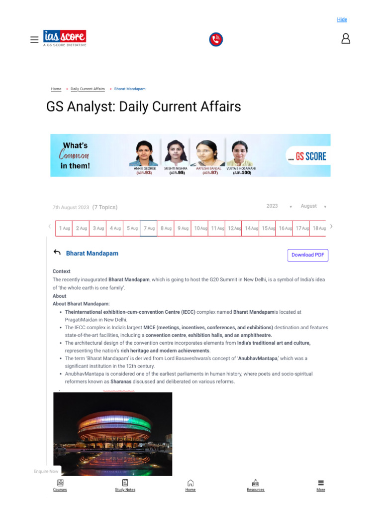 Bharat Mandapam - GS SCORE | PDF