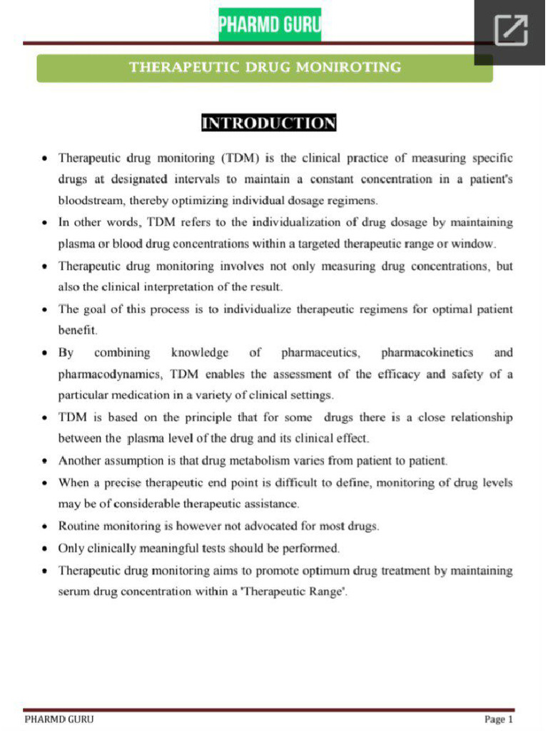 Therapeutic Drug Monitoring | PDF