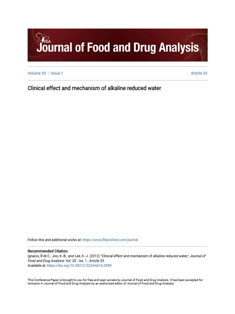 Clinical Effect and Mechanism of Alkaline Reduced Water | PDF ...