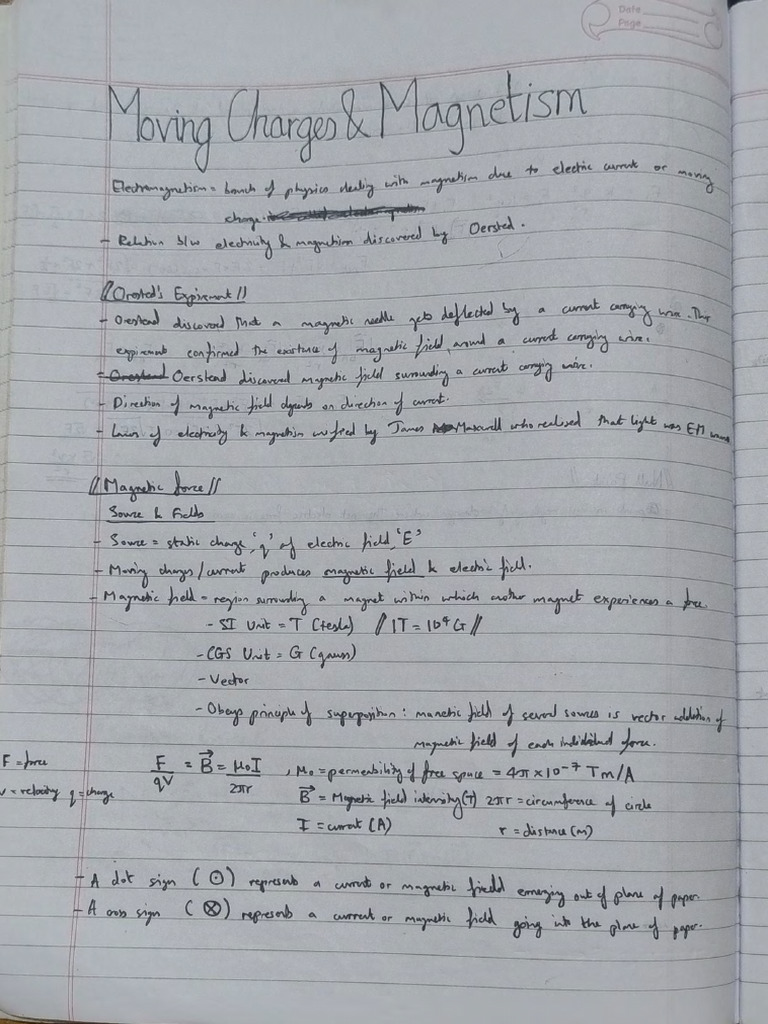Moving Charges and Magnetism Reduced File Size Iit Jee Aspirant Notes | PDF