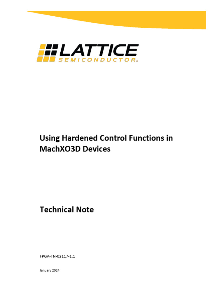 FPGA TN 02117 1 1 Using Hardened Control Functions MachXO3D | PDF