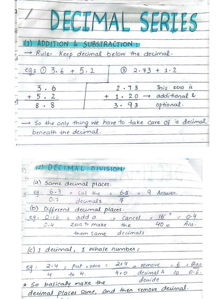 maths decimal notes | PDF