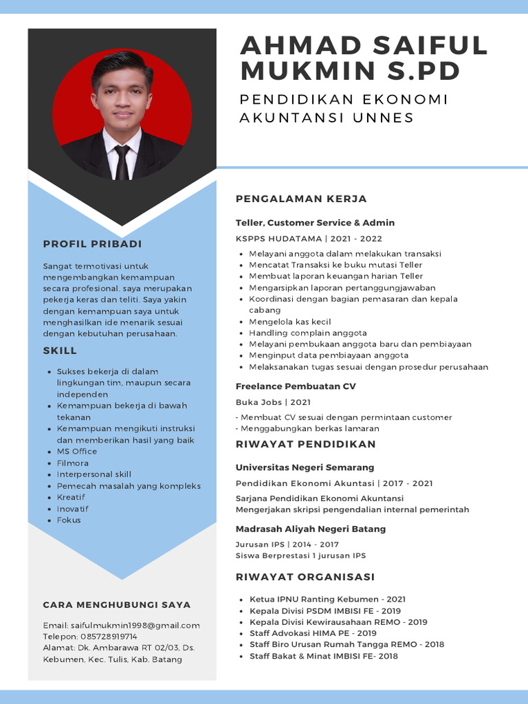 Ahmad Saiful Mukmin S.PD., Cap Kepala Cabangkepala Pos Resume Not Suit Staf KSP | PDF