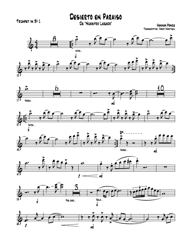 Desierto en Paraiso Hannah Ponce Trumpet in BB 230728 111357 | PDF