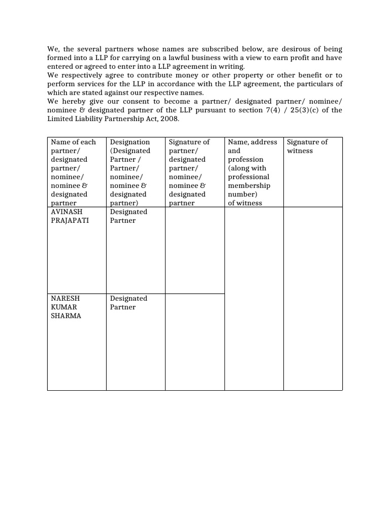 LLP SUBSCRIBER SHEET | PDF