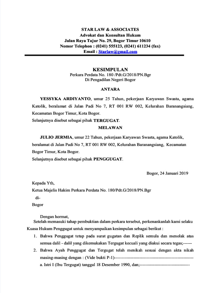 PDF Kesimpulan Penggugat Fix Compress | PDF