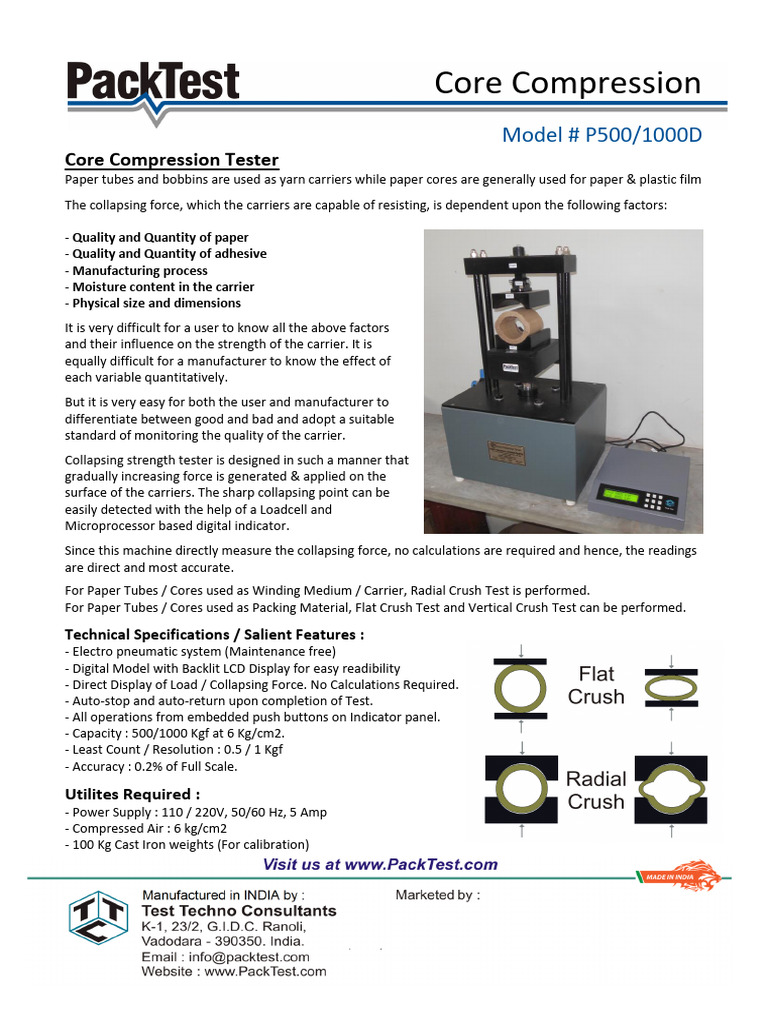 Core Compression Tester P500D P1000D | PDF