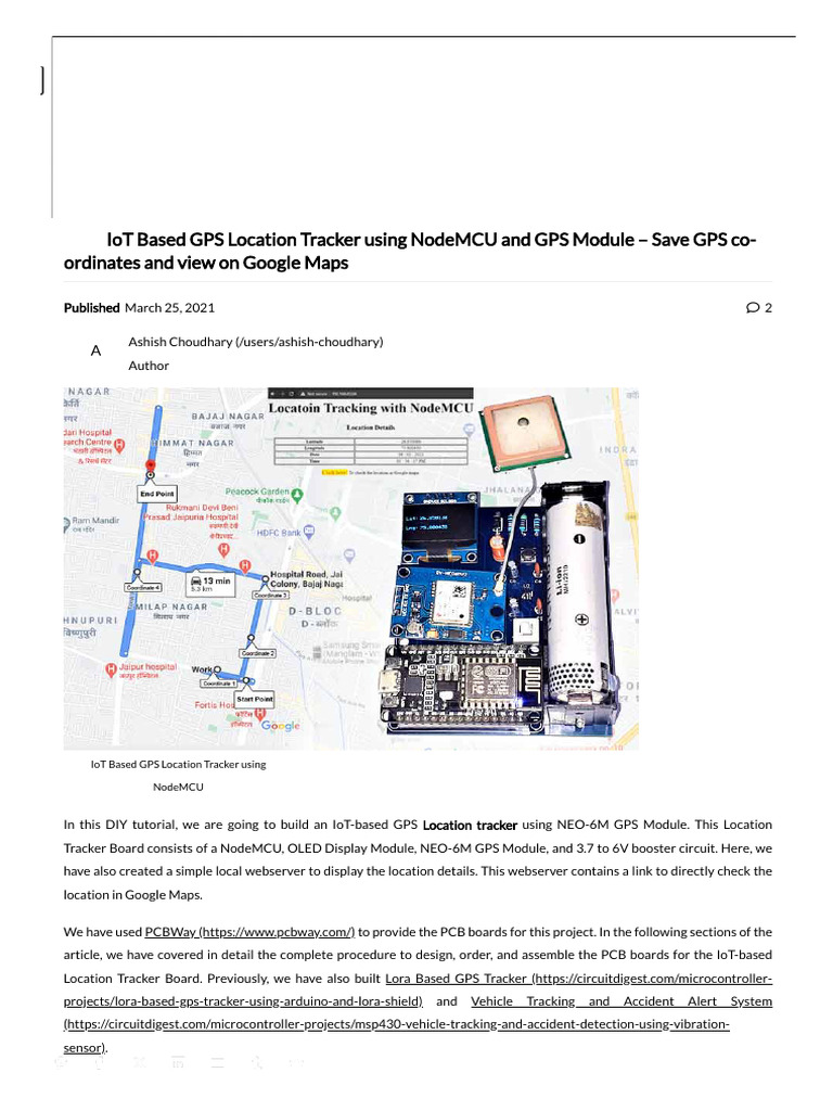 Iot Based Gps Location Tracker Using Nodemcu And Gps Module Save Gps