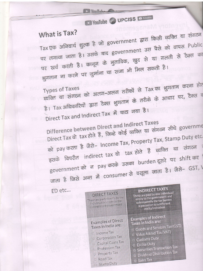 Youlube at UPCISS What Is Tax?: Direct Taxdl Taxad & G e A Ot A ...