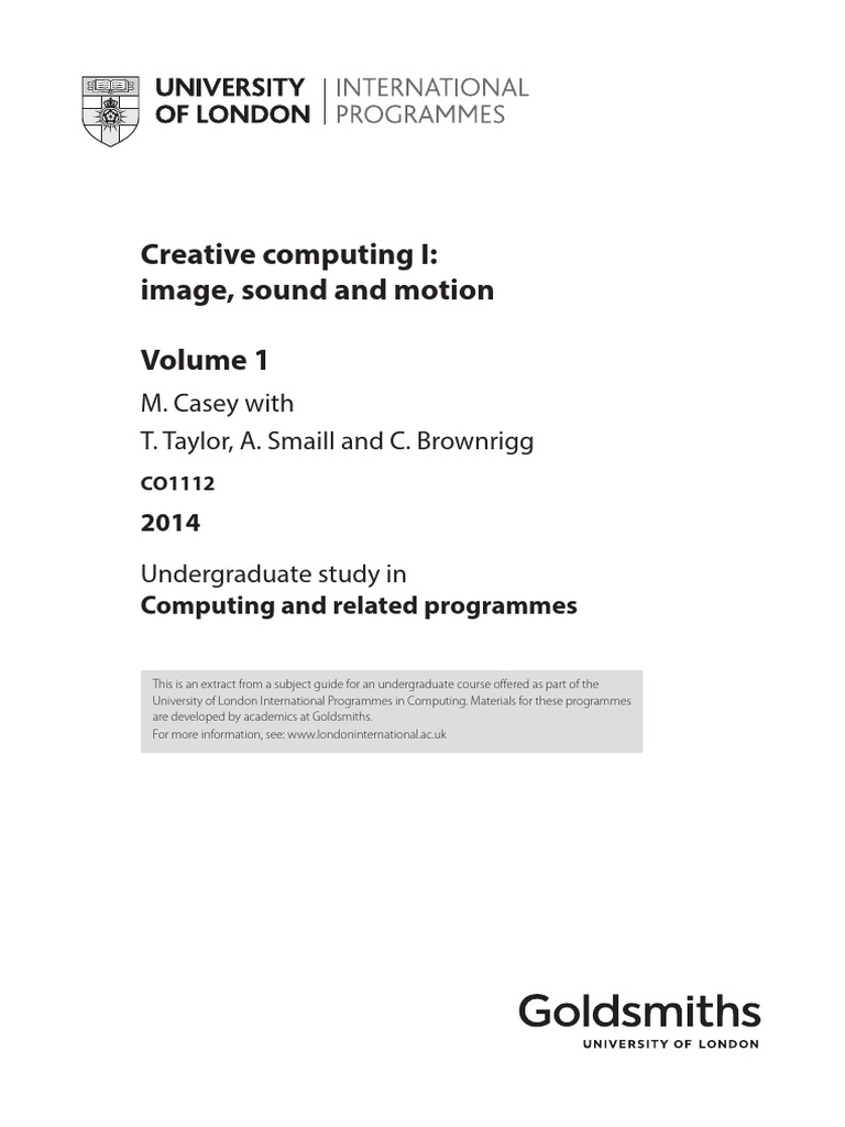 Creative Computing 1 Image Sound Motion | PDF