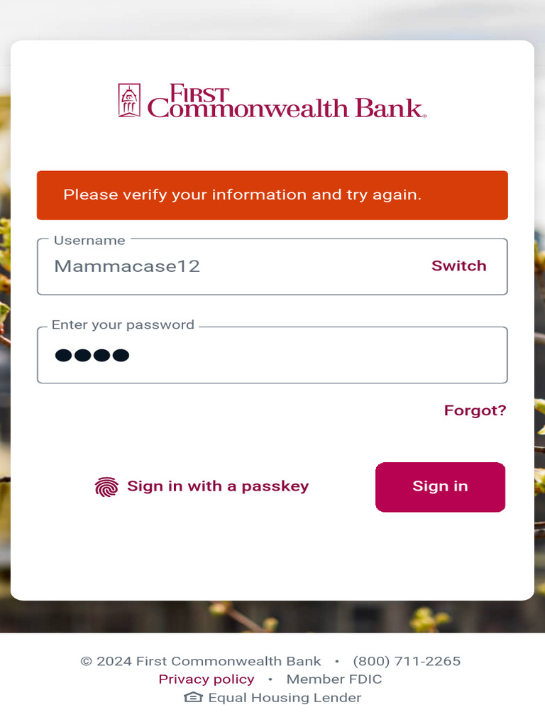 Login · First Commonwealth Bank 2 | PDF