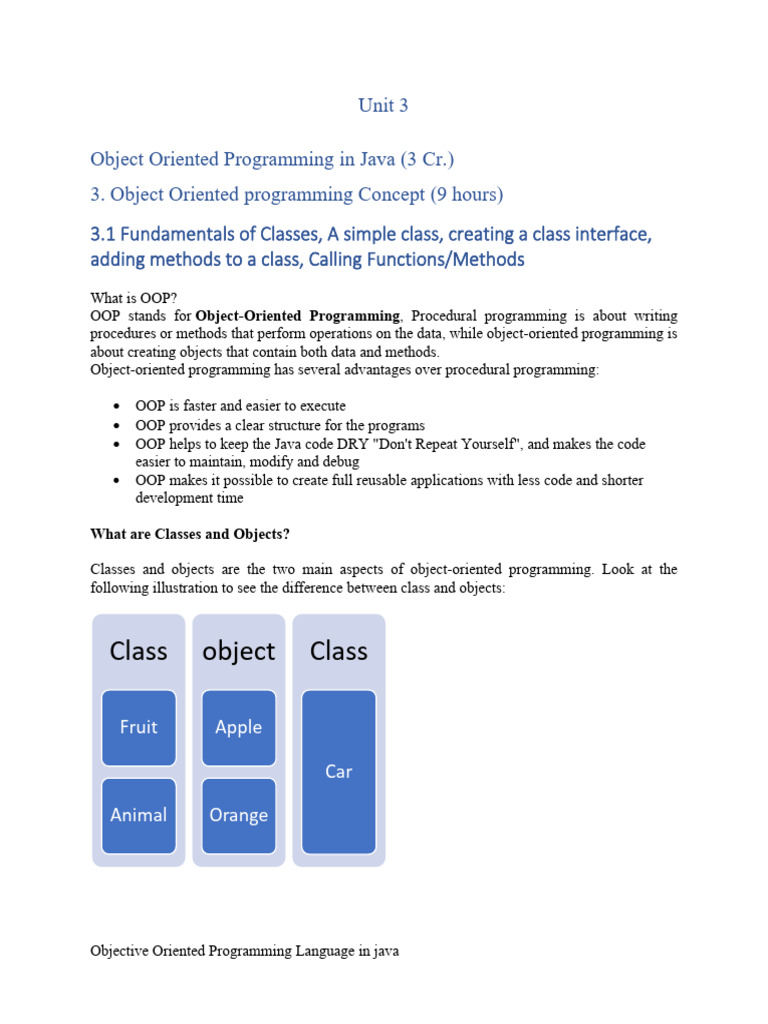 Unit 3_Object Oriented Programming Concept | PDF Unit 3_Object Oriented Programming Concept | PDF