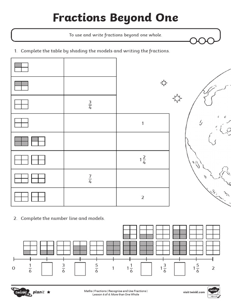 Fractions Beyond One Differentiated Maths Activity Sheet - Ver - 2 | PDF