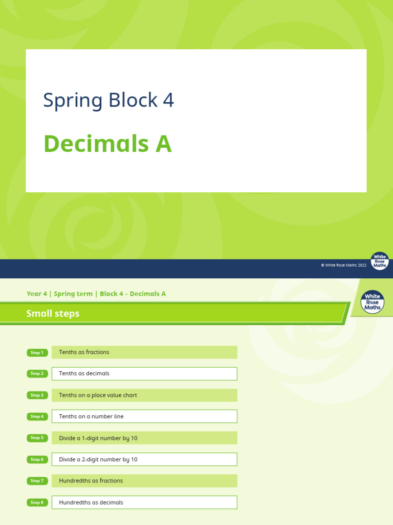 Year 4 Spring Block 4 SOL Decimals A | PDF