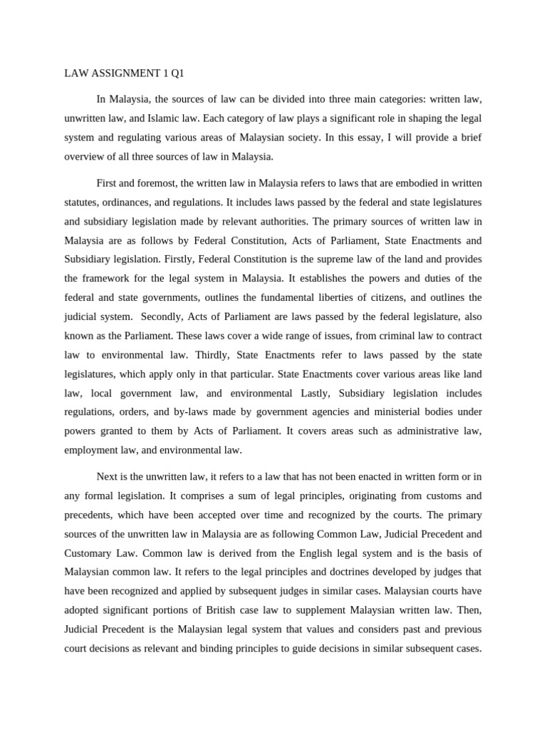 LAW ASSIGNMENT 1 Q1 | PDF
