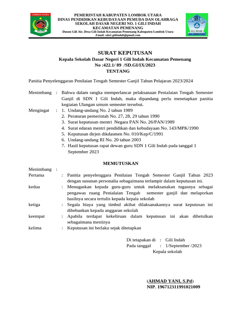 SK PTS Genap | PDF