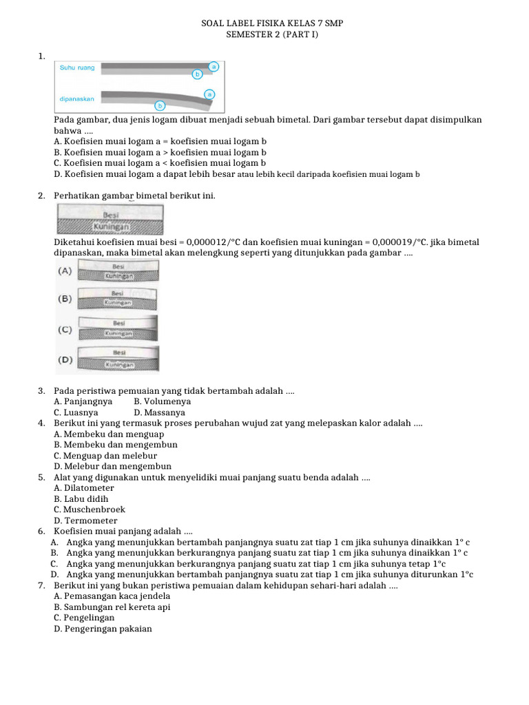 Soal Label Fisika Kelas 7 SMP | PDF
