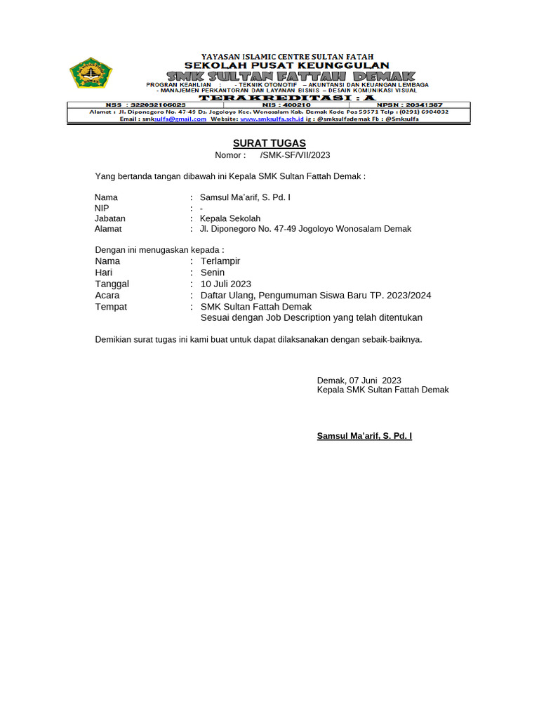 Surat Tugas Ppdb | PDF Surat Tugas Ppdb | PDF