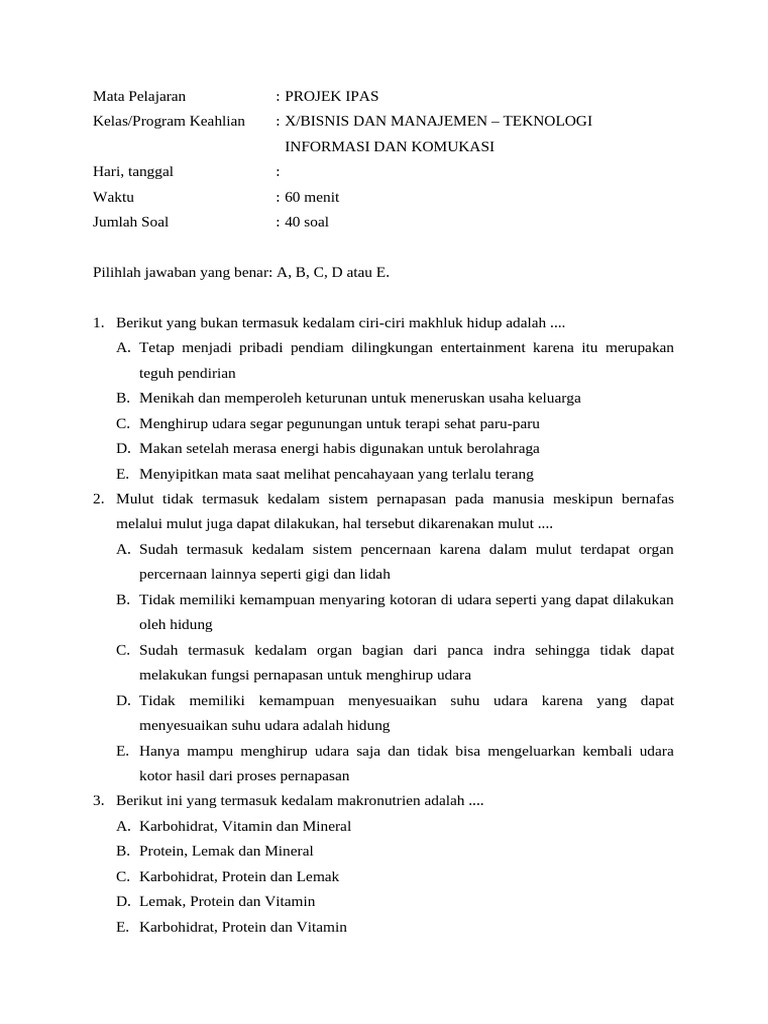 Soal ATS IPA Ganjil 2024 | PDF