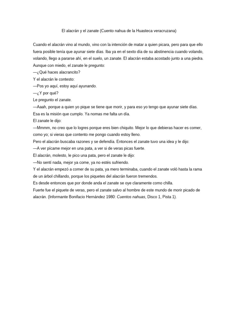 El Alacrán y El Zanate | PDF