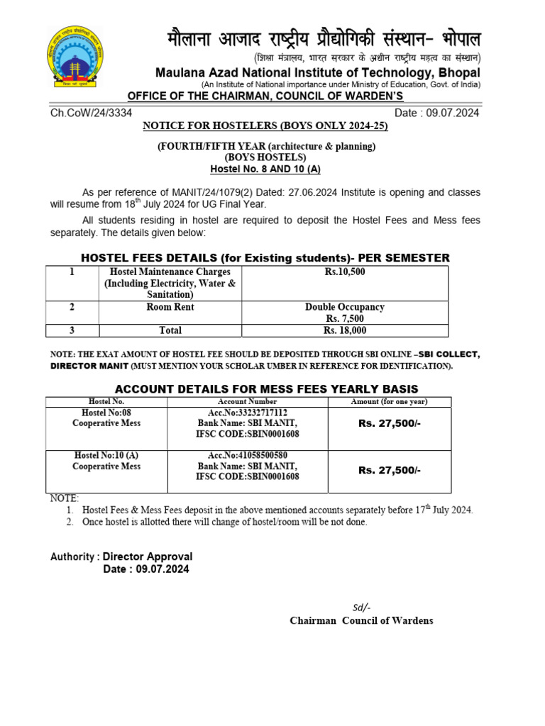 UG boys Final Year Hostel Allotment 2024-25 | PDF
