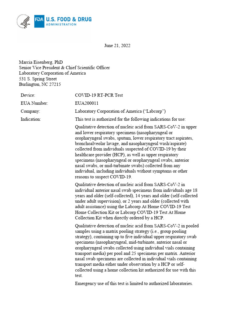 EUA-Labcorp-COVID-letter | PDF