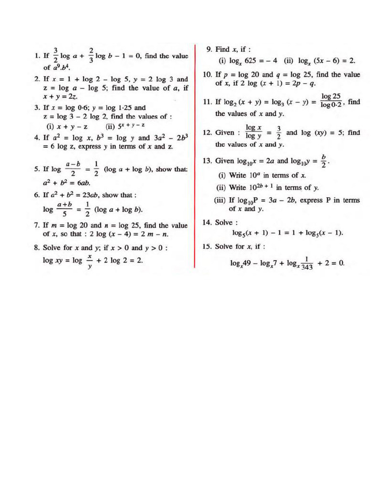Logarithm Exercise | PDF