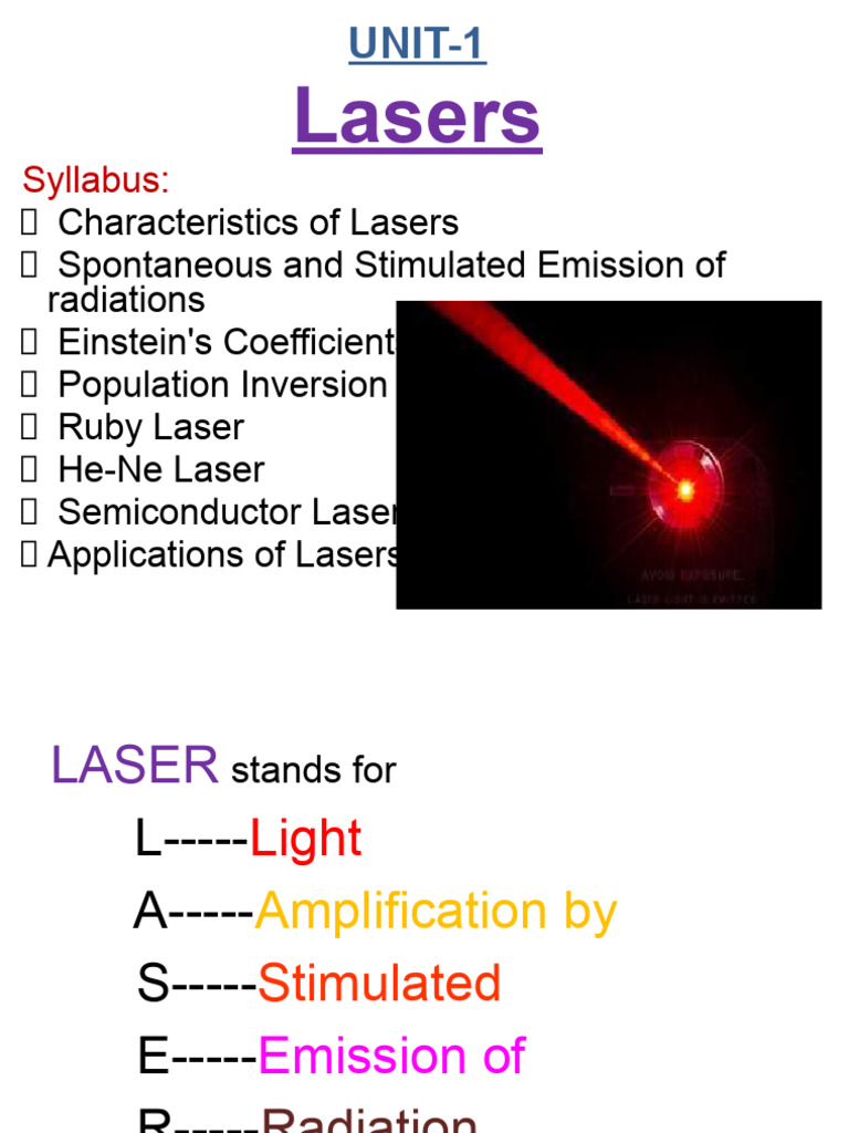 Unit-1.1 LASERS | PDF