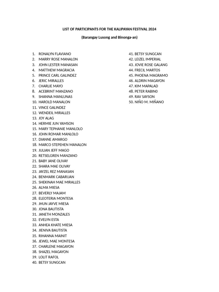 Kalipayan Festival 2024 Lu Bi | PDF