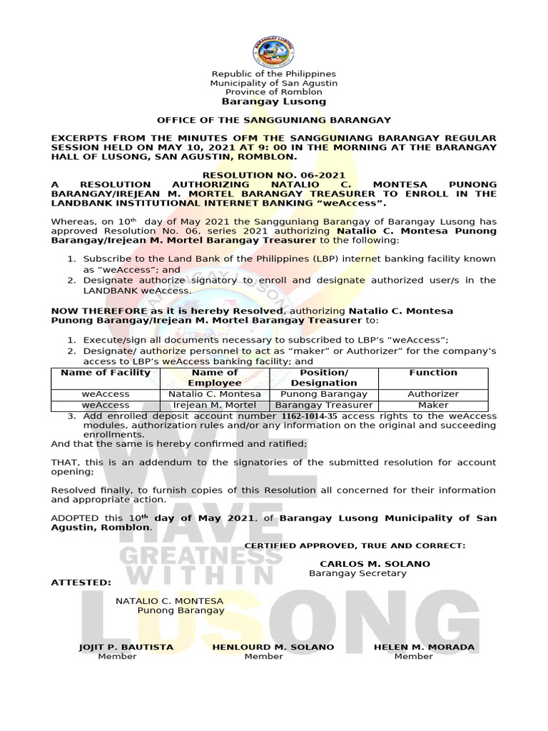 Resolution of Landbank | PDF