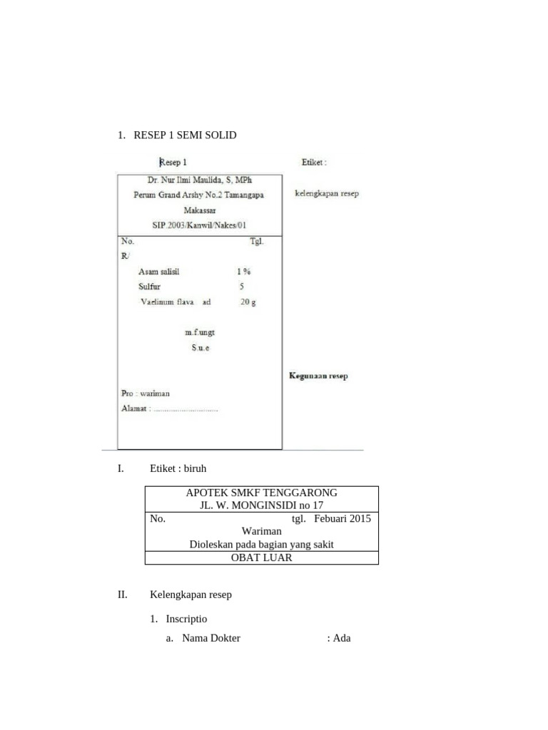 resep 1 semi solid | PDF