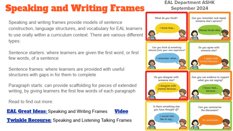 Speaking and Writing Frames | PDF